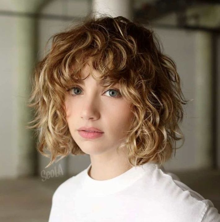 18 Ideas Short Curly Hair With Bangs
