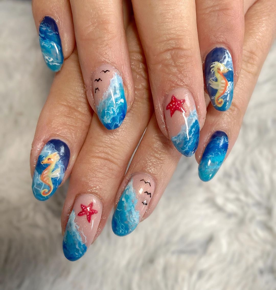 26 Ocean Nails Ideas: Explore Sea-Inspired Art Designs, Summer Colors ...