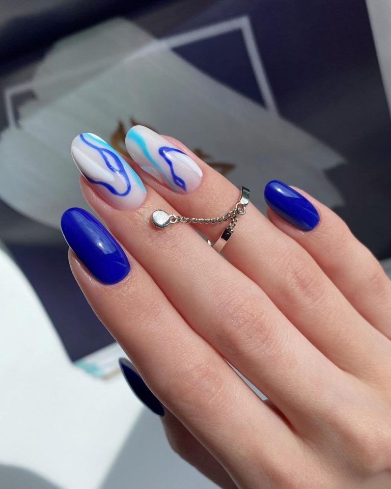 Blue Fall Nails Designs 26 Ideas – Dark, Navy, Royal, Light & Matte Colors