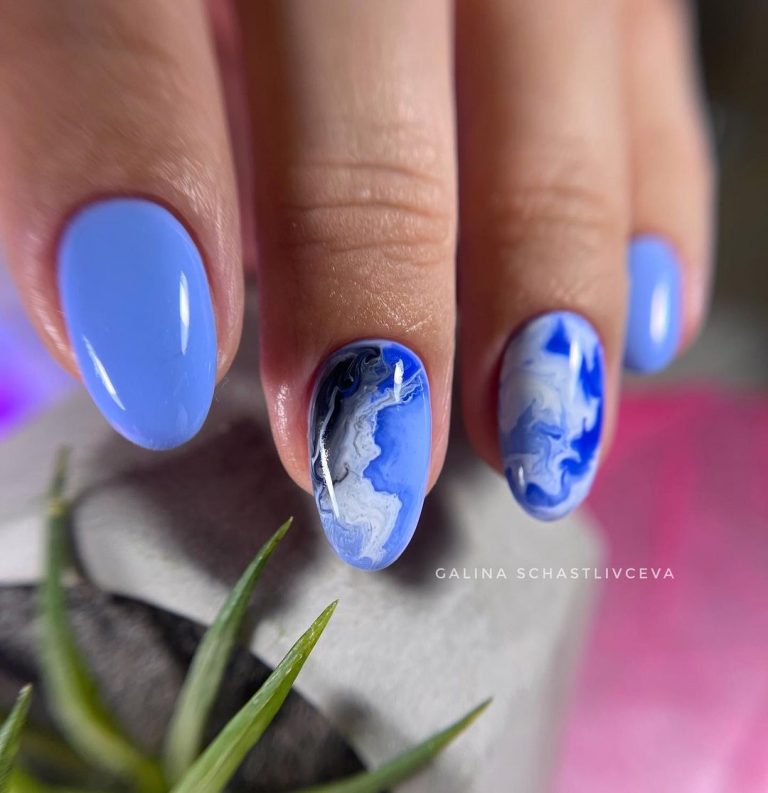 Blue Fall Nails Designs 26 Ideas – Dark, Navy, Royal, Light & Matte Colors