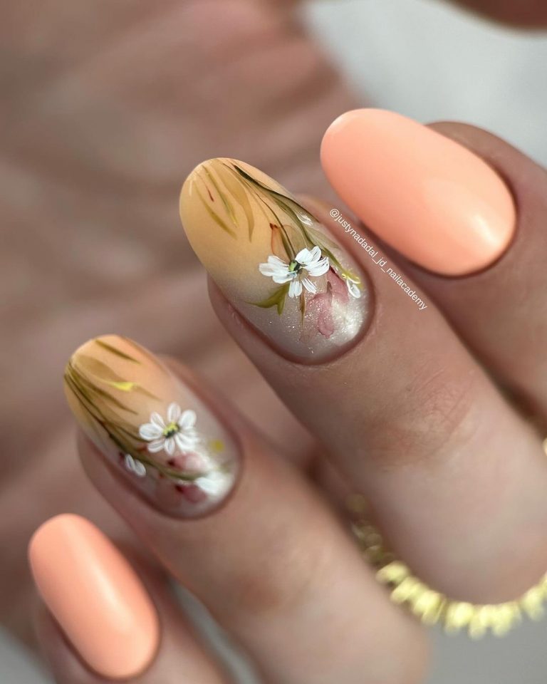 Fall Flower Nail Designs: Simple, Short, Acrylic, and Trendy 27 Ideas