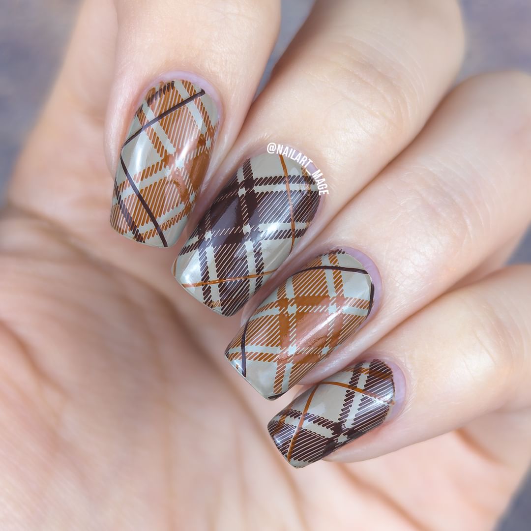 Fall Plaid Nails 2024: 23 Ideas for Cute and Trendy Designs