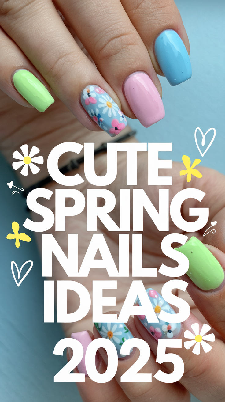 20 Cute Spring Nails Ideas 2025 – Trendy Ombre, Pastel, Boho, Almond ...